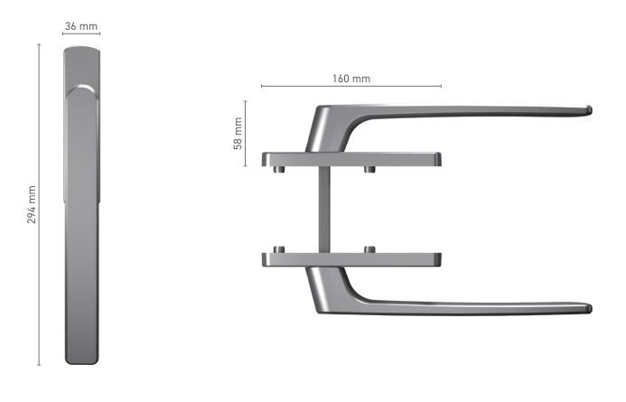 Klamka trzpieniowa obustronna z otworem na klucz do drzwi podnoszono ...