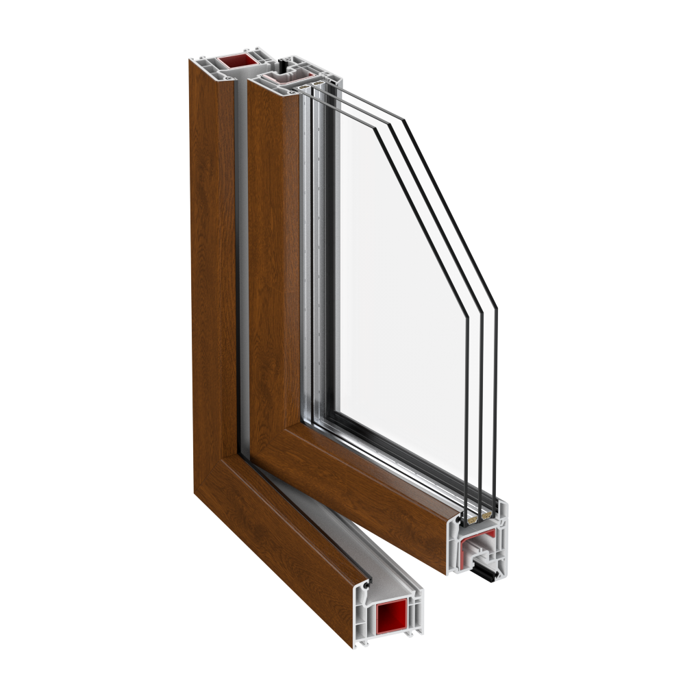 Veka okno PCV Perfectline 70 AD uchylne 600x400 mm 1 x złoty dąb ...